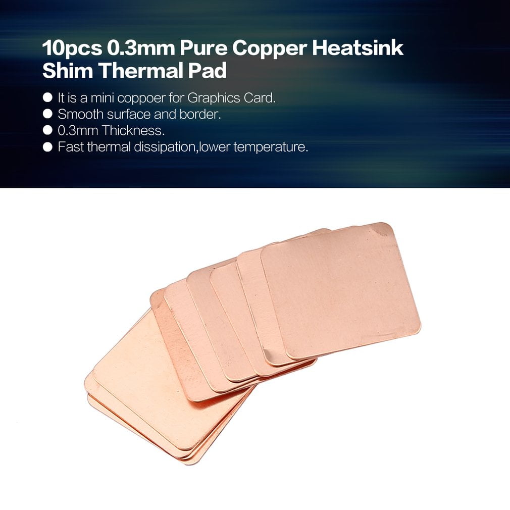 10pcs 0.3mm Pure Copper Heatsink Shim Thermal Pad for Laptop Graphics ... 10pcs 0.3mm Pure Copper Heatsink Shim Thermal Pad for Laptop Graphics ...