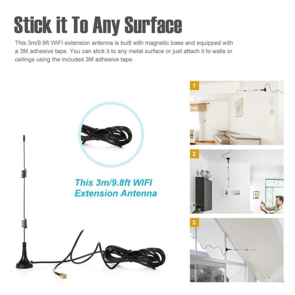 2.4GHz WiFi Booster Antenna, 10ft Magnetic Base, WiFi Antenna Extension ...