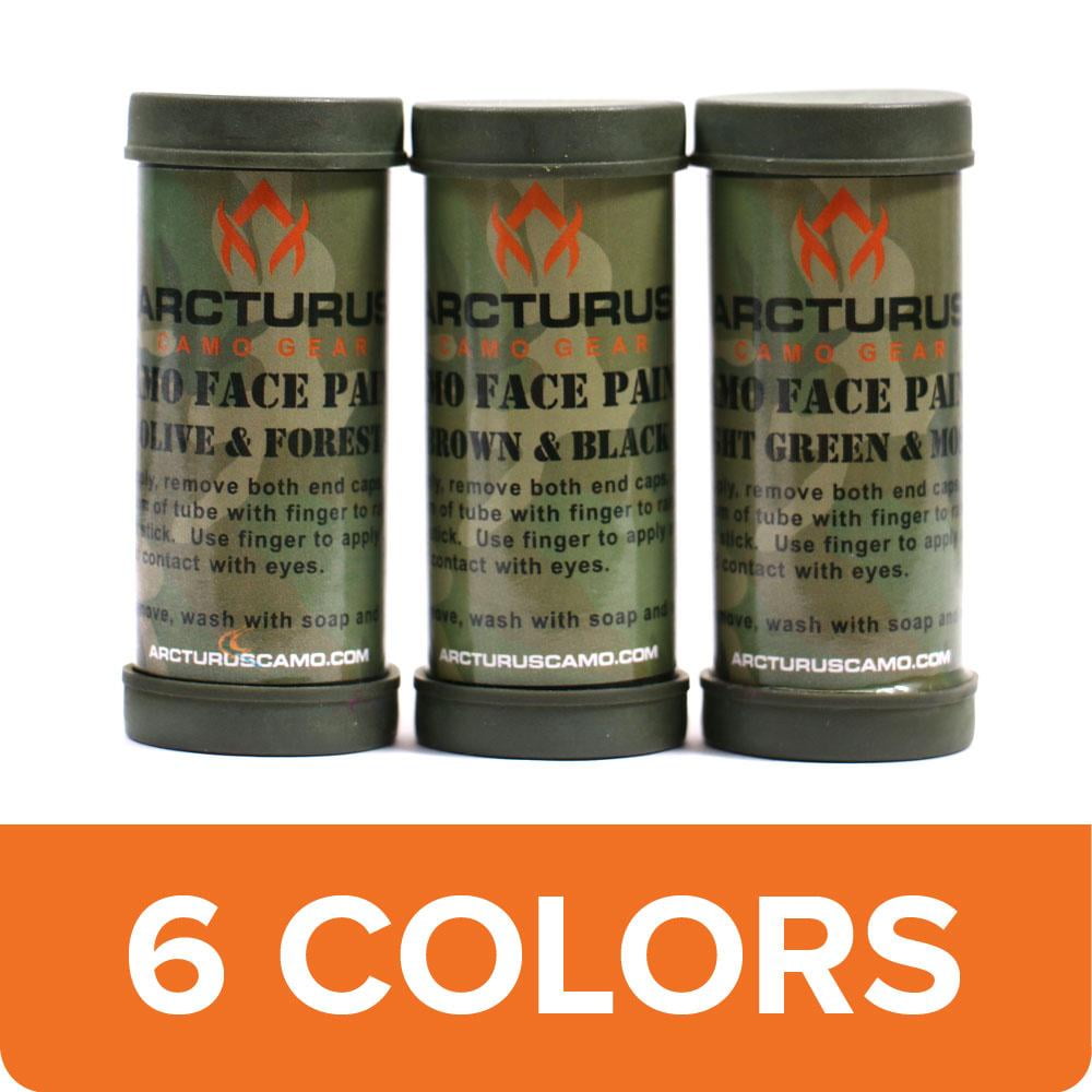 Arcturus Camo Face Paint Sticks, 6 Colors in 3 Double-Sided Tubes ...