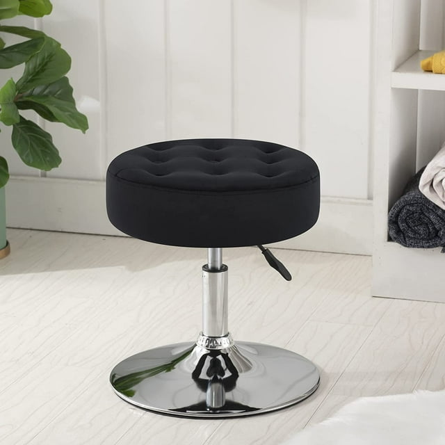 Black Vanity Stool Makeup Stool Vanity Chair Height Adjustable Swivel ...