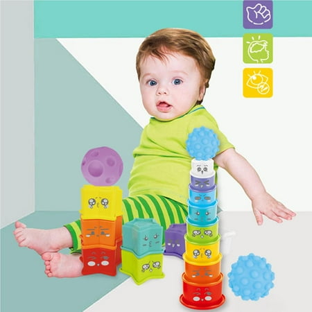 Children Rainbow Stacking Cups Toy Nesting Cups Stacking Tower Stack ...