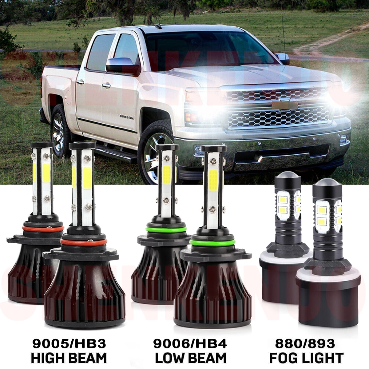 For Chevrolet Silverado 3500 2001-2002 Led Headlights 20000LM 9005 High ...