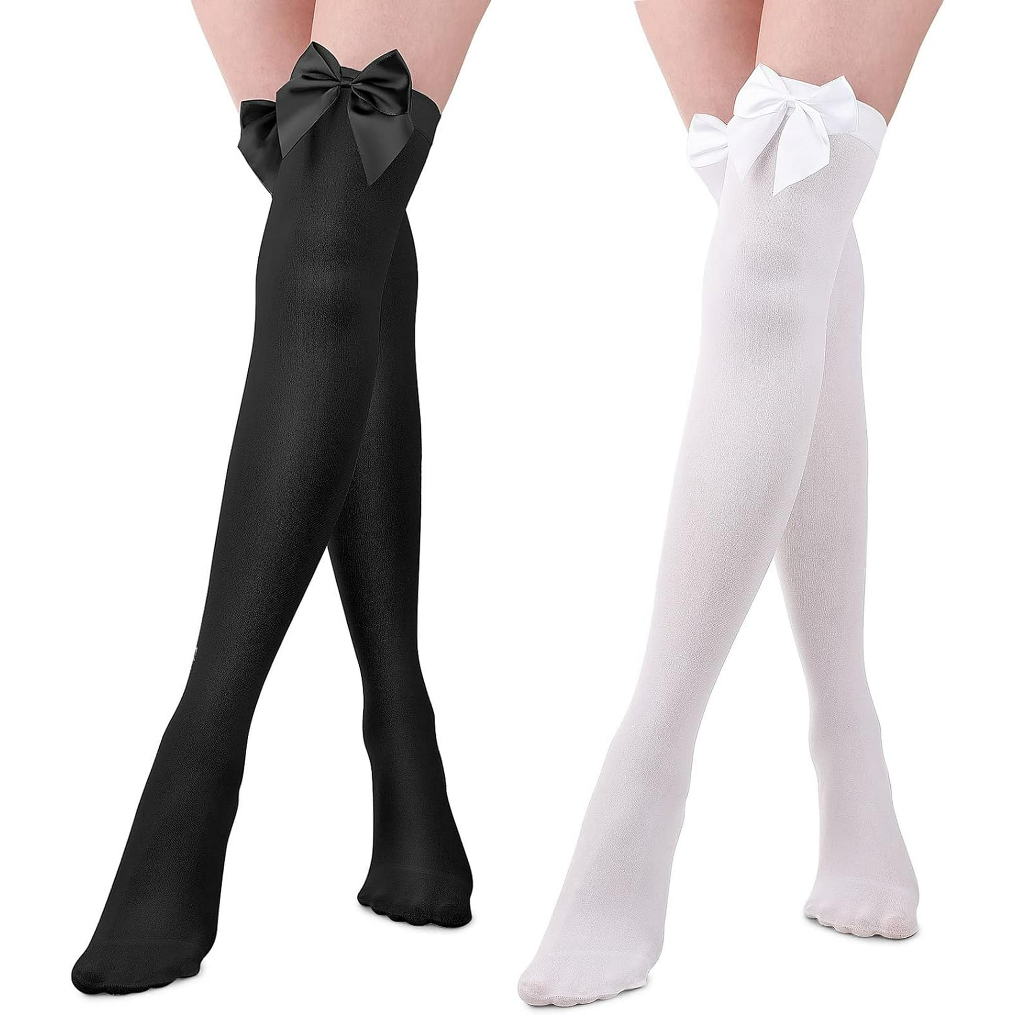 Click here for Ghsdfbb 2 Pairs Opaque Bow Stockings Thigh High St... prices