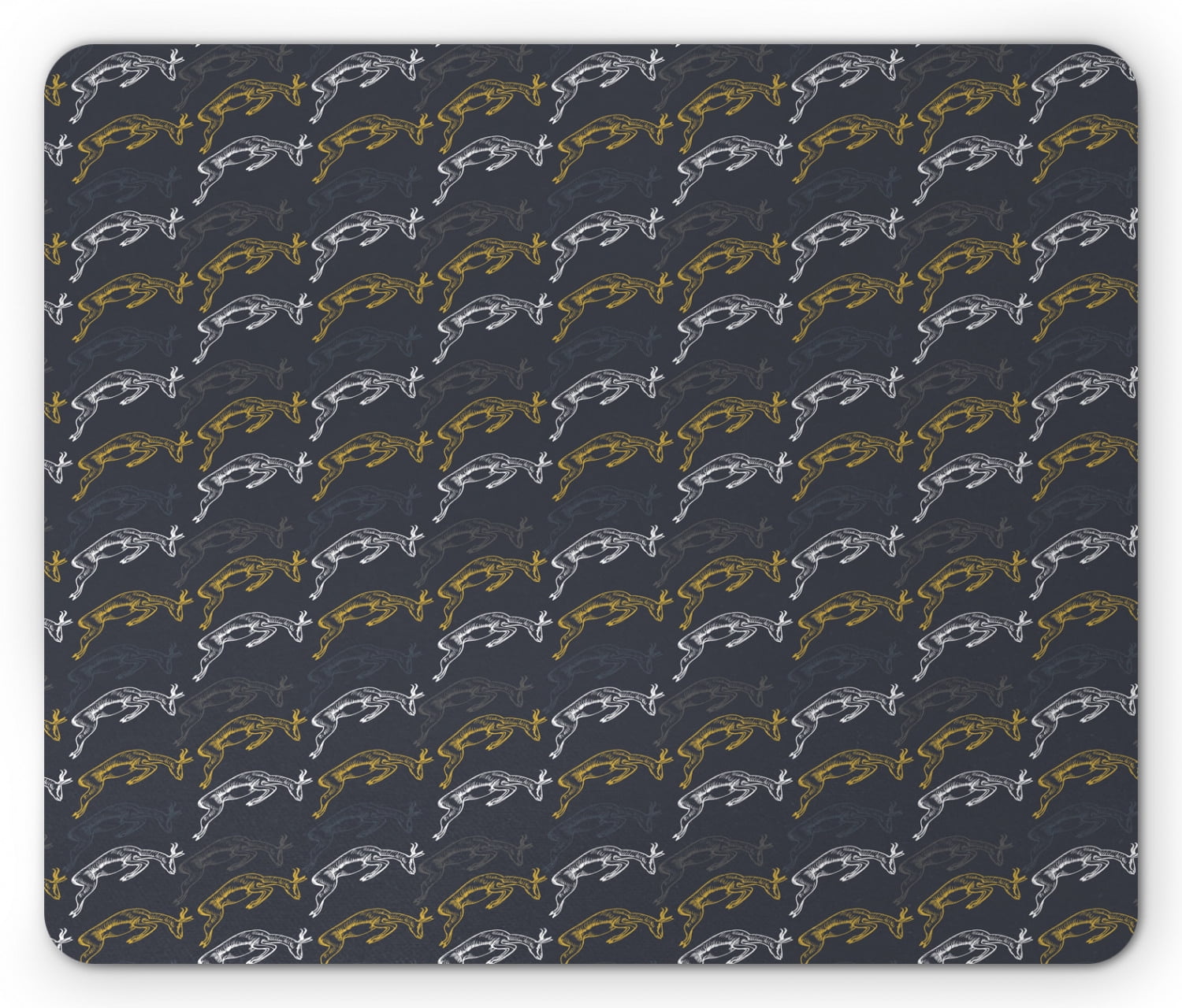 Antelope Mouse Pad, Outline Drawings Pattern of Jumping Animal Pose on ...