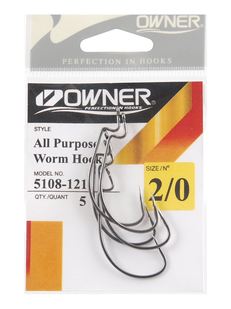 Owner 5108-121 All Purpose Soft Bait Hook 5 per Pack Size 2/0 Fishing ...
