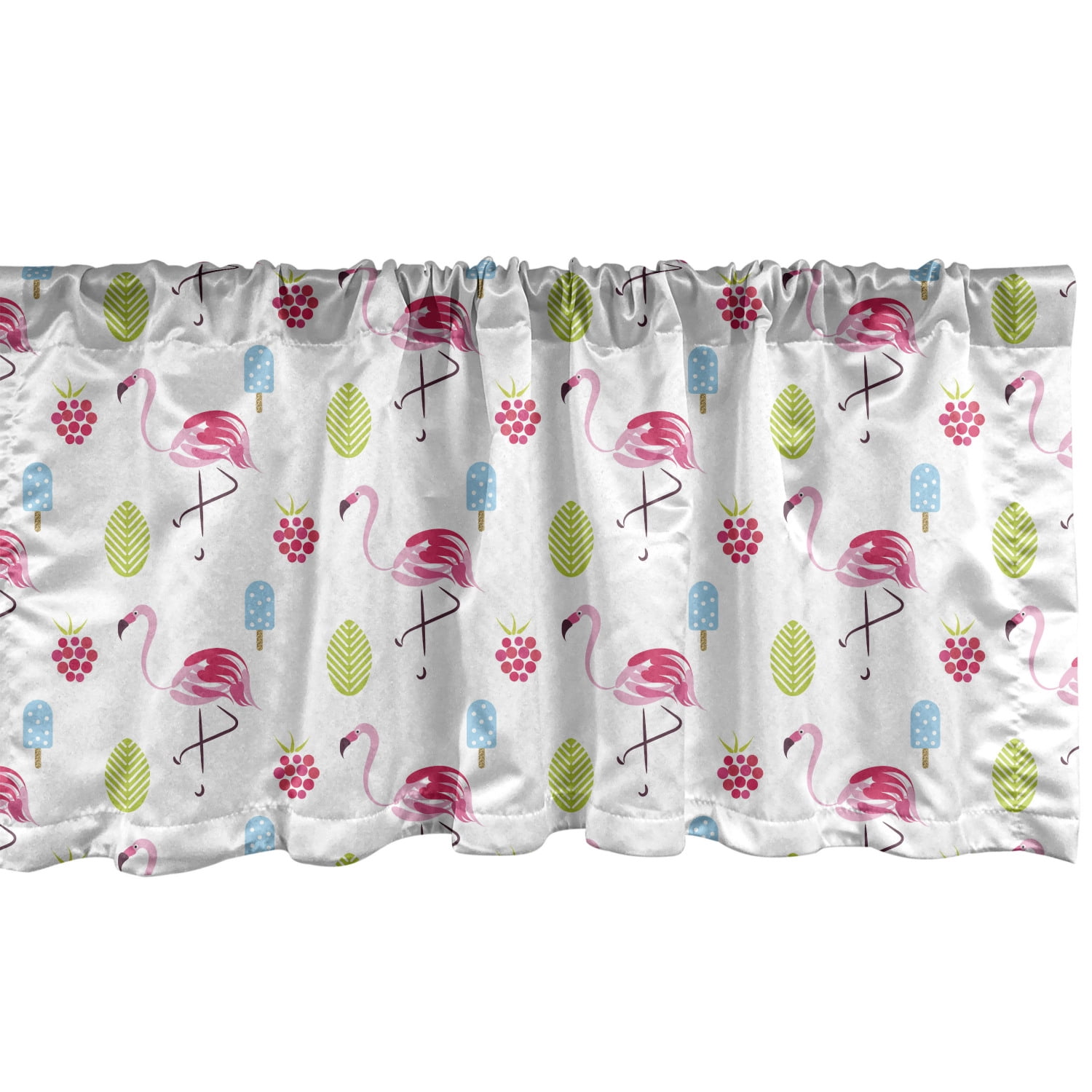 Flamingo Window Valance Pack of 2, Cheerful Exotic Summer Holiday ...