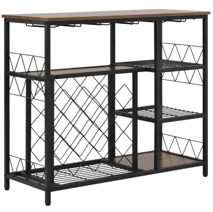 Modern Home Kitchen Dining Room Metal Wine Rack Table with Glass Holder ...