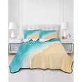 Abstract Gradient Quilts Bedding Set Twin Size Beach Teal Ocean Wave ...