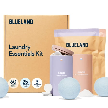 BLUELAND Laundry Essentials Kit - Plastic-Free Laundry Detergent Tablets, Oxi Booster, and ...