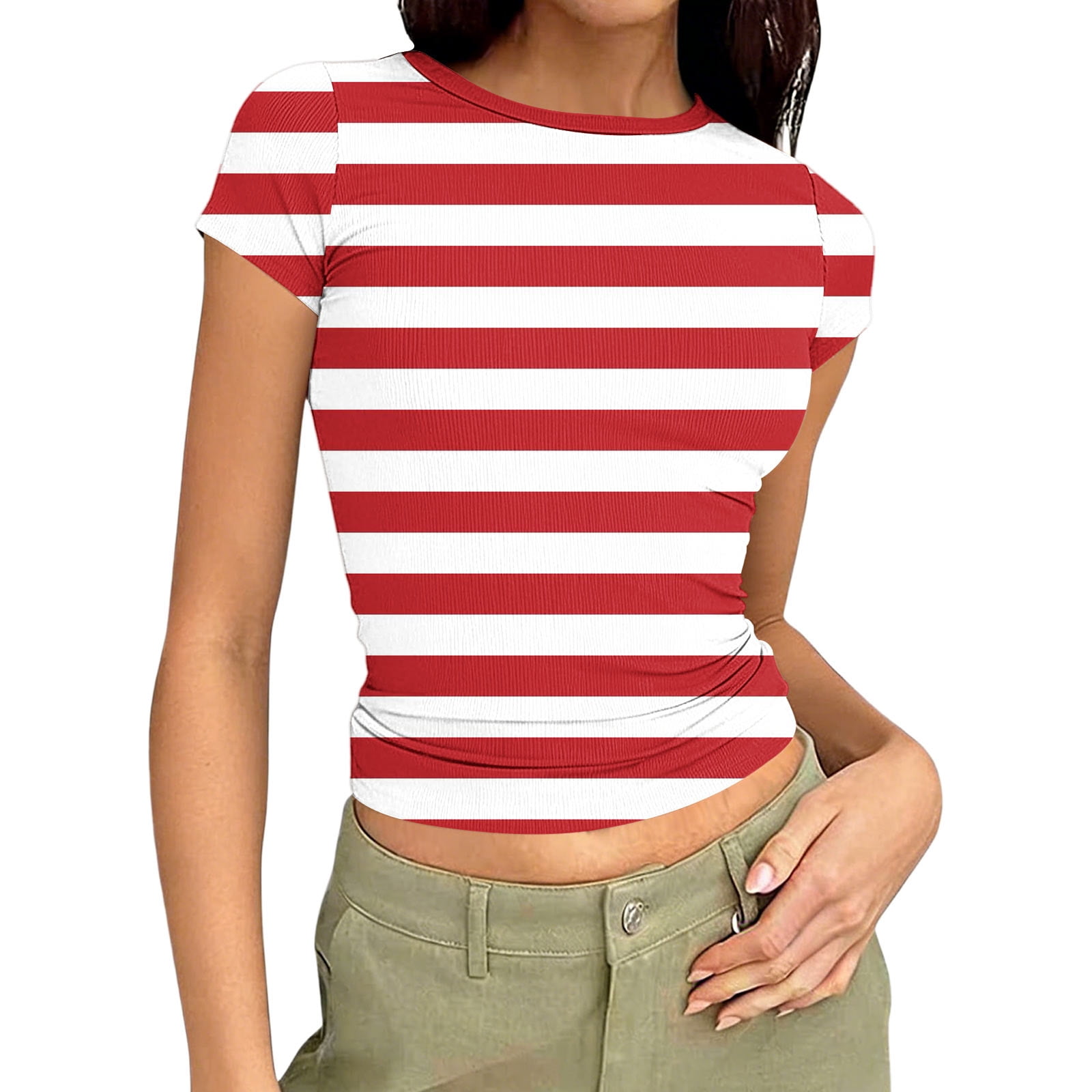 Click here for Ltctricy Crop Tops For Women Short Sleeve Crew Nec... prices