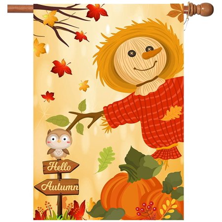 Fall House Flags Double Sided Autumn Flag Scarecrow Harvest Pumpkin ...