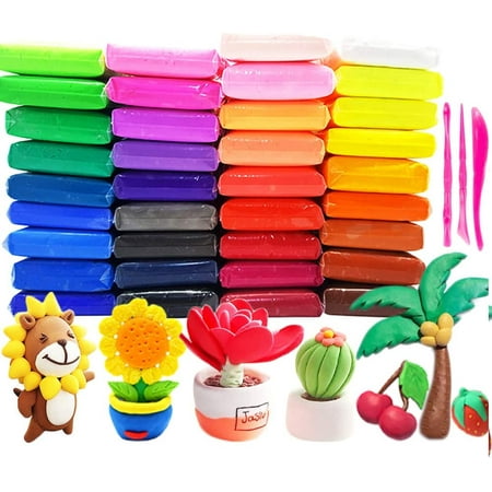 36 Pack Bright Colors Air Dry Clay Kit Ultra Light Plasticine Clay ...