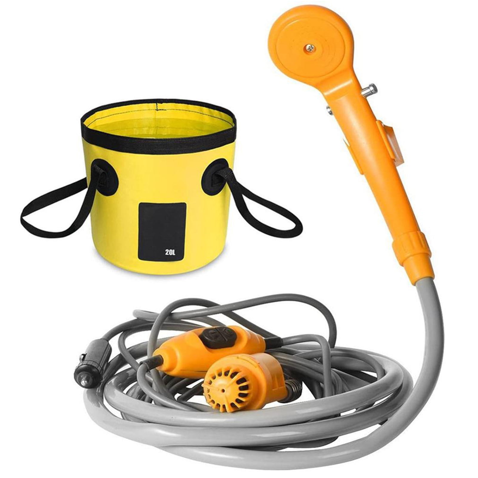 Portable Camping Shower Outdoor 12V Shower Pump with 20L Collapsible ...