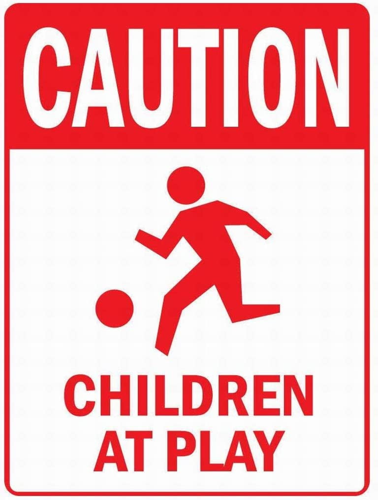 Safety Sign 12x16 Danger Sign Caution Children at Play Red Warning ...