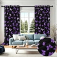 Butterfly and Purple Black Pattern Blackout Curtains,Triple Weaved ...