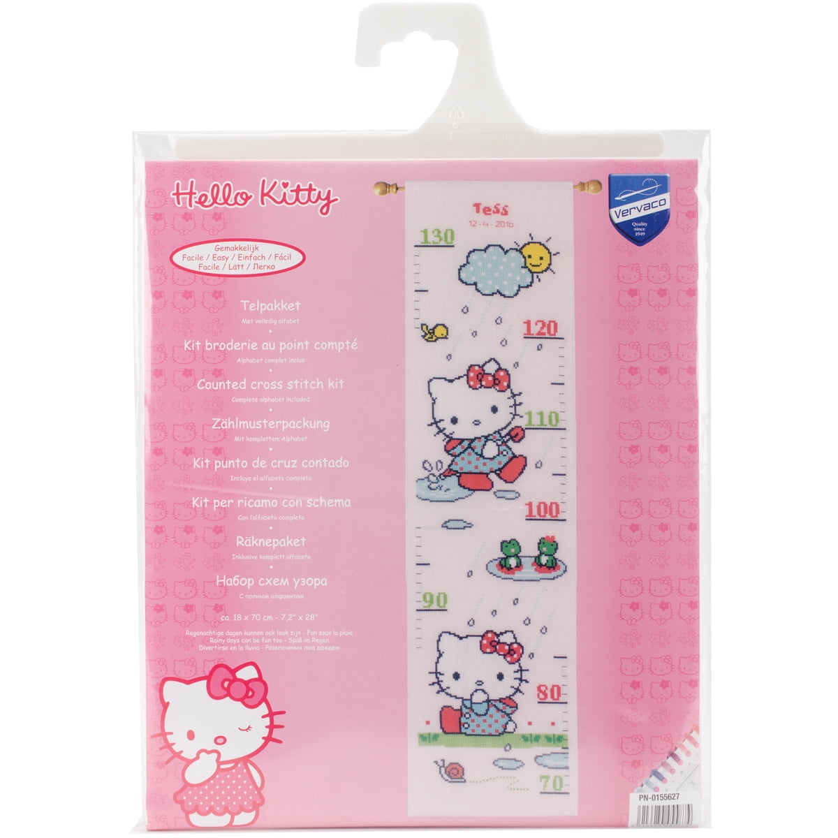 Hello Kitty Rainy Days Growth Chart On Aida Counted Cross St-7.2"X28 ...