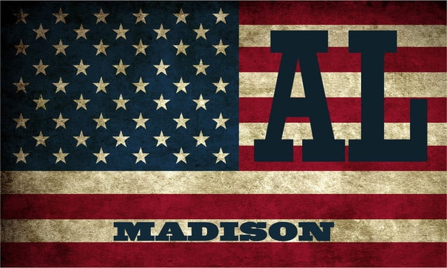 Madison AL Alabama Madison County Vintage US Flag Decal Bumper Sticker ...
