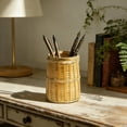sruoe Natural Wood Woven Pen Holder, Retro Cylindrical Wooden Storage ...