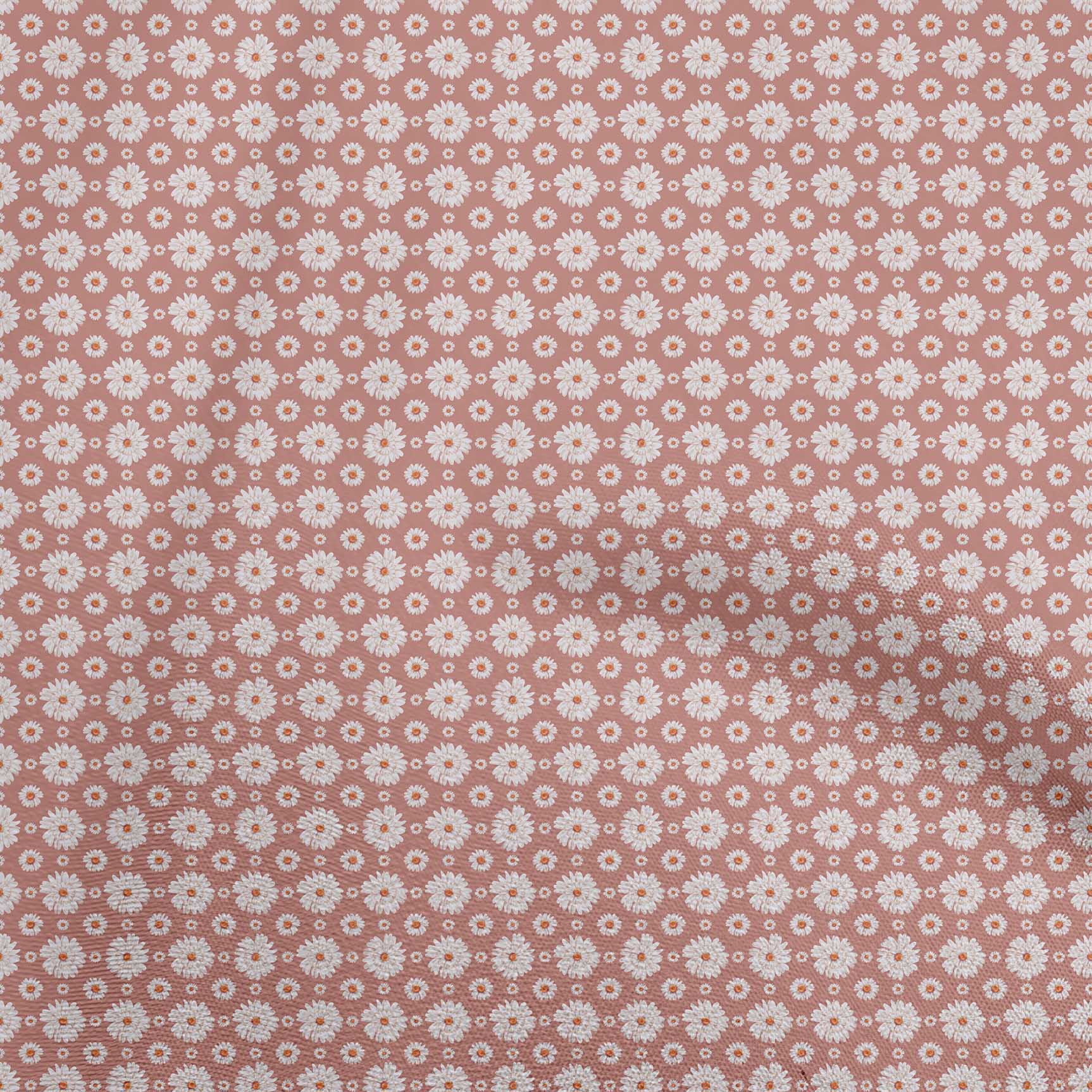 oneOone Silk Tabby Pink Salmon Fabric Floral Quilting Supplies Print ...
