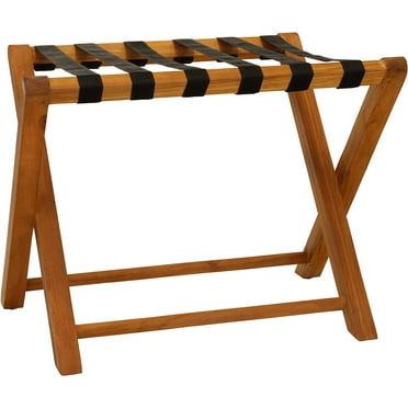 HomeRoots 383075 Hotel Cherry Mahogany Folding Luggage Rack with Black ...