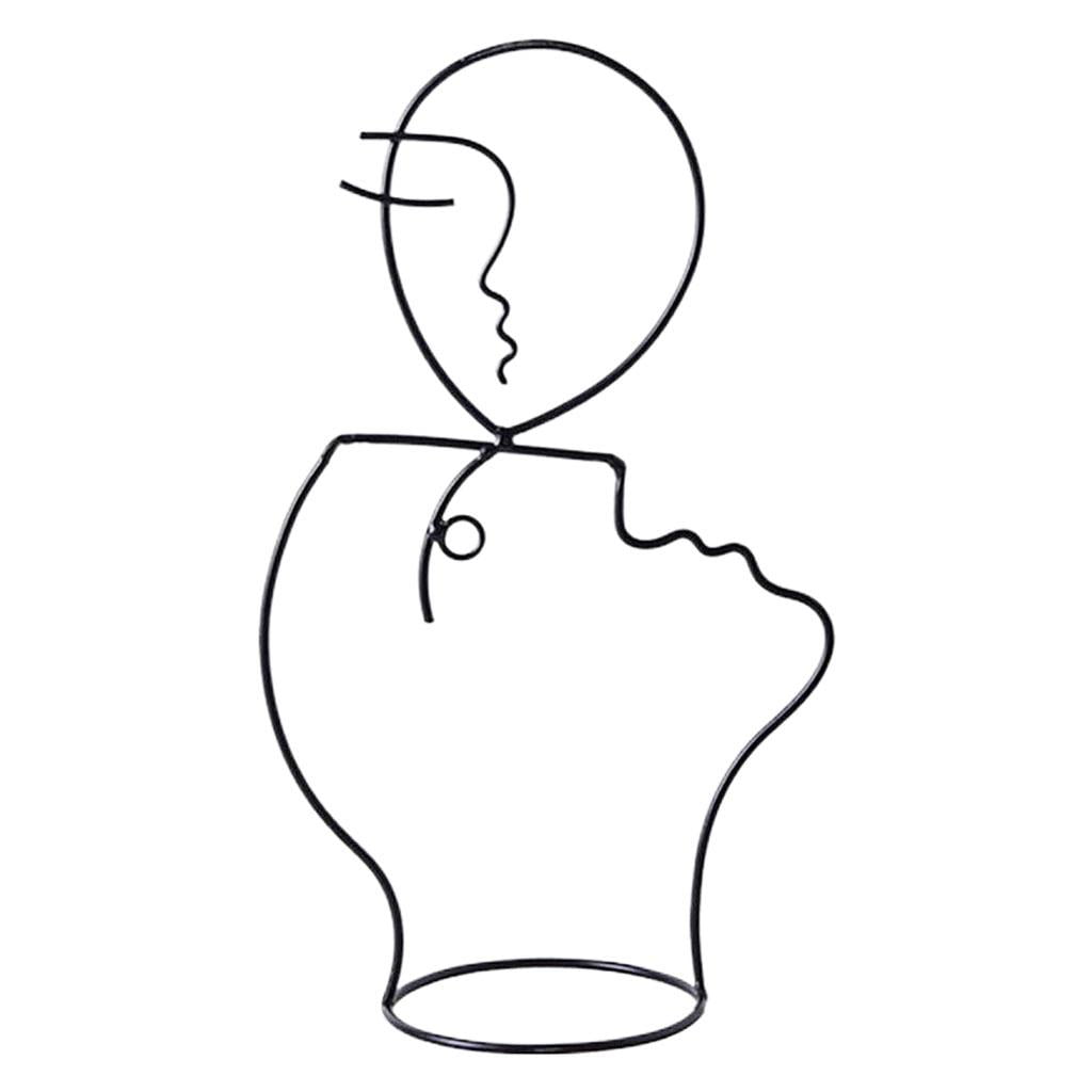 Metal Abstract Face Outline Sculpture One Line Figure Minimalist Female ...