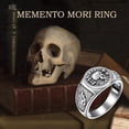 Memento Mori Signet Rings 925 Sterling Silver Gothic Skull Ring Stoic ...