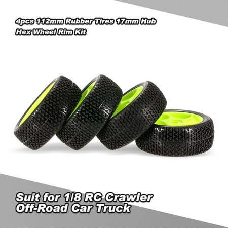 4pcs 112mm Rubber Tires 17mm Hub Hex Wheel Rim for 1/8 RC Crawler Off ...