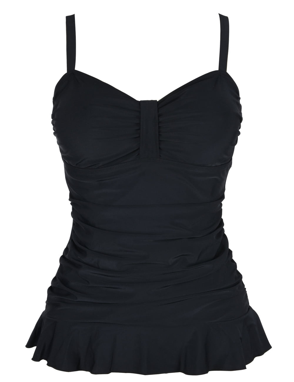 Mycoco Women's Swim Top Padded Ruffle Hem Shirred Swimwear Tankini ...