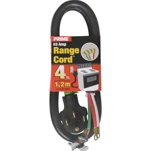 Prime Wire And Cable Rd821024 4 Ft. 40A 4-Wire Range Cord - Black ...