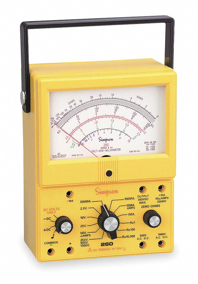 Simpson Electric Analog Multimeter,1000V,10A,20M Ohms 260-8XI - Walmart.com