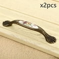 2PCS Ceramics Rose Flower Cabinet Knob, Retro Antique Zinc Alloy Drawer ...