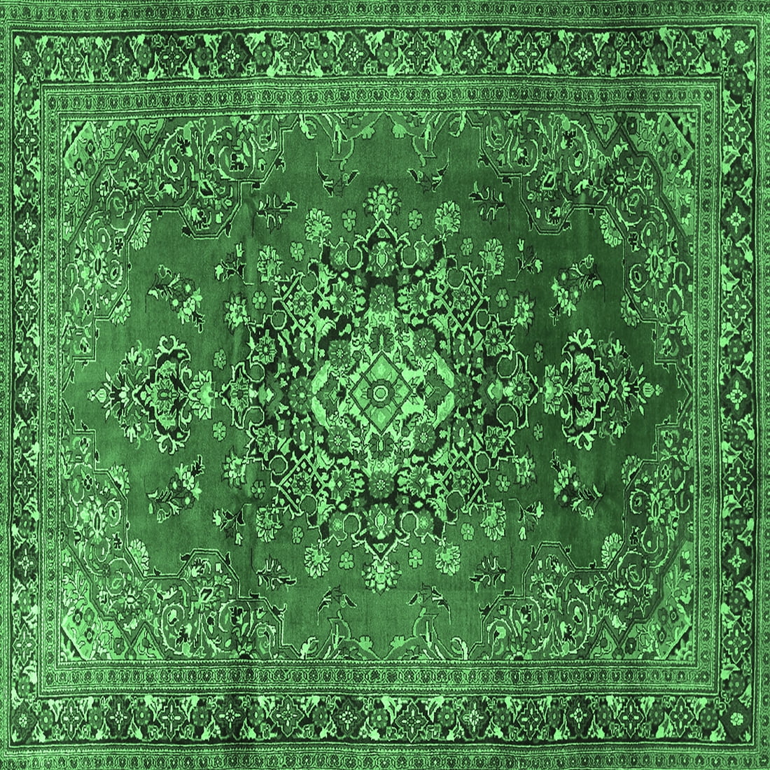 Ahgly Company Indoor Square Persian Emerald Green Traditional Area Rugs ...