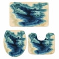 Abstract Art Bathroom Rugs Set Blue Green Texture Impressionist Style ...