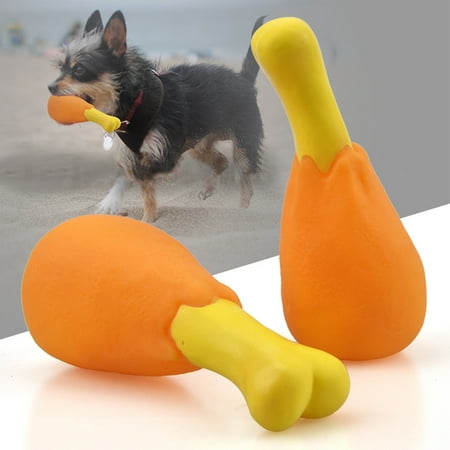 Flmtop Chicken Leg Puppy Toy Elastic Interactive Toy PVC Squeaky Rubber ...