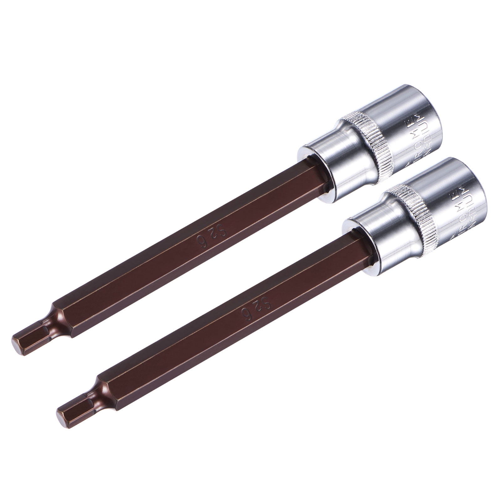 Uxcell 1/2" Square Drive x H6 Hex Bit Socket, S2 Steel Bits, CR-V Sockets 140mm Length (for Hand ...