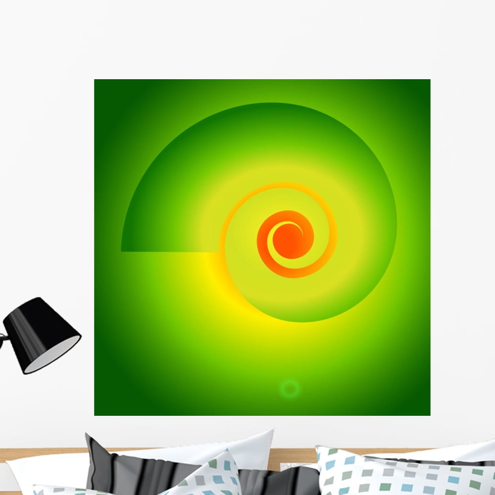 Fibonacci-spiral-vortex-on-a-bright-green-background Wall Mural by ...