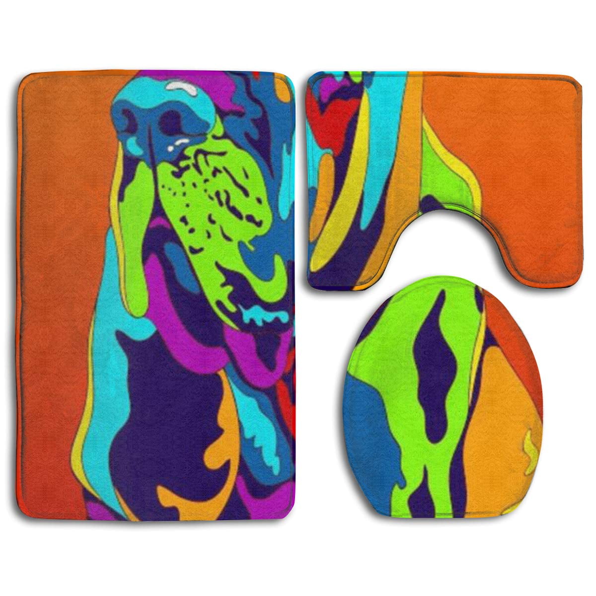 PUDMAD Multi Color Bloodhound Dog 3 Piece Bathroom Rugs Set Bath Rug ...