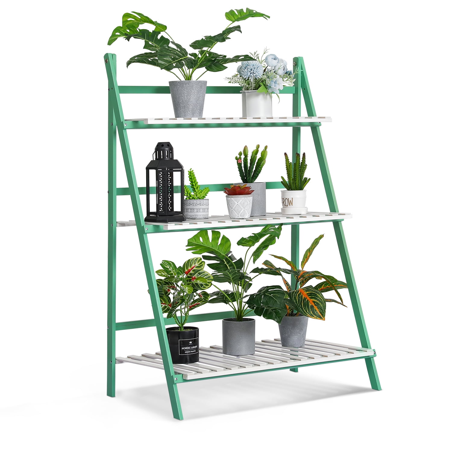 [MoNiBloom] Bamboo 3 Tiers Foldable Plant Stand, Portable Flower ...