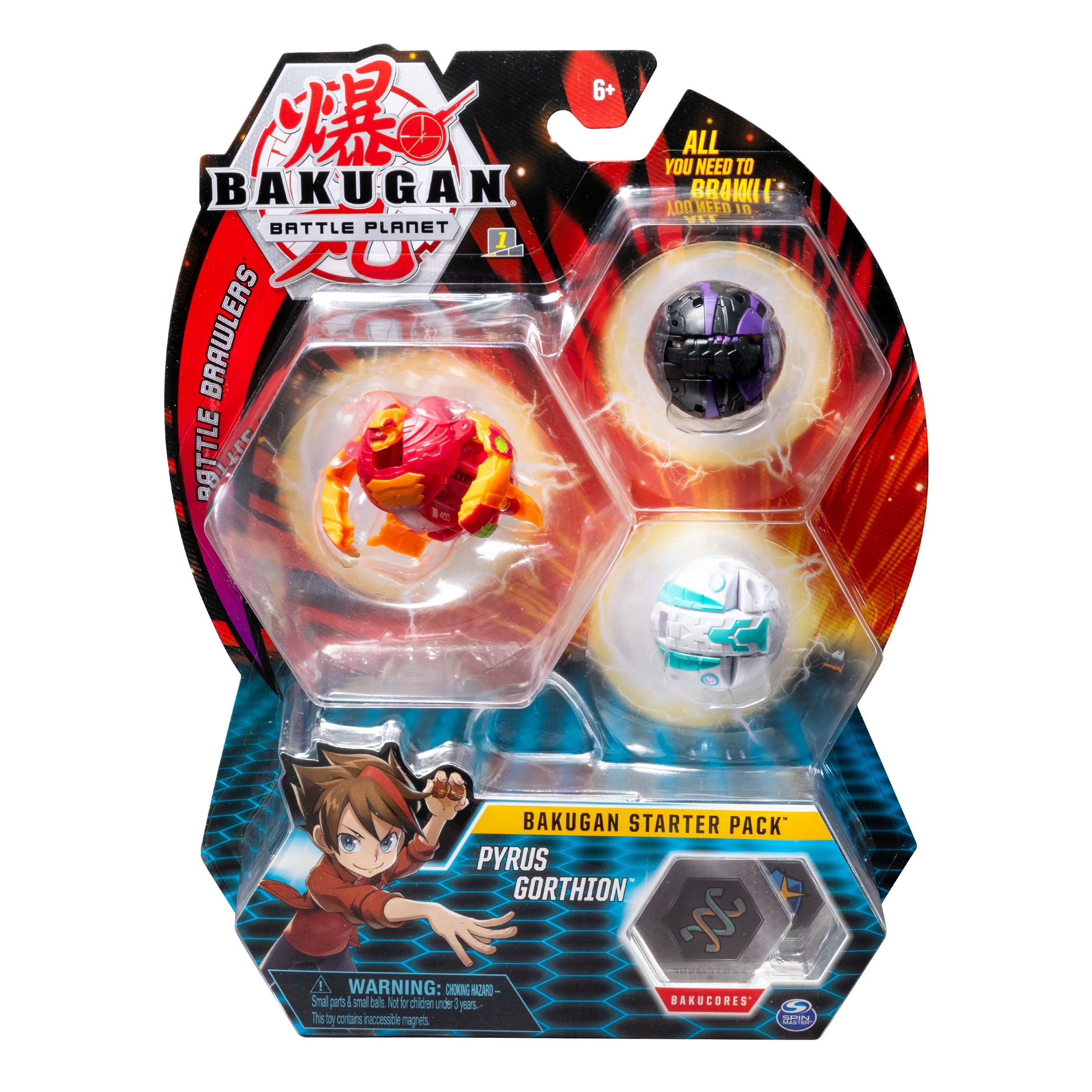 Bakugan Starter Pack 3-Pack, Pyrus Gorthion, Collectible Action Figures ...