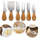 Vongem 6 Pack Cheese Knives Set with Wooden Handles, Mini Stainless ...