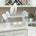 Home Basics 2 Tier Plastic Dish Drainer, White - Walmart.com