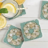 CounterArt "Coastal Wreath" Single Image Absorbent Stone Tumbled Tile ...