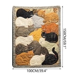 HCBY Flocking Cats Sleeping Patterns Flannel Blanket, Soft Cozy Throw ...