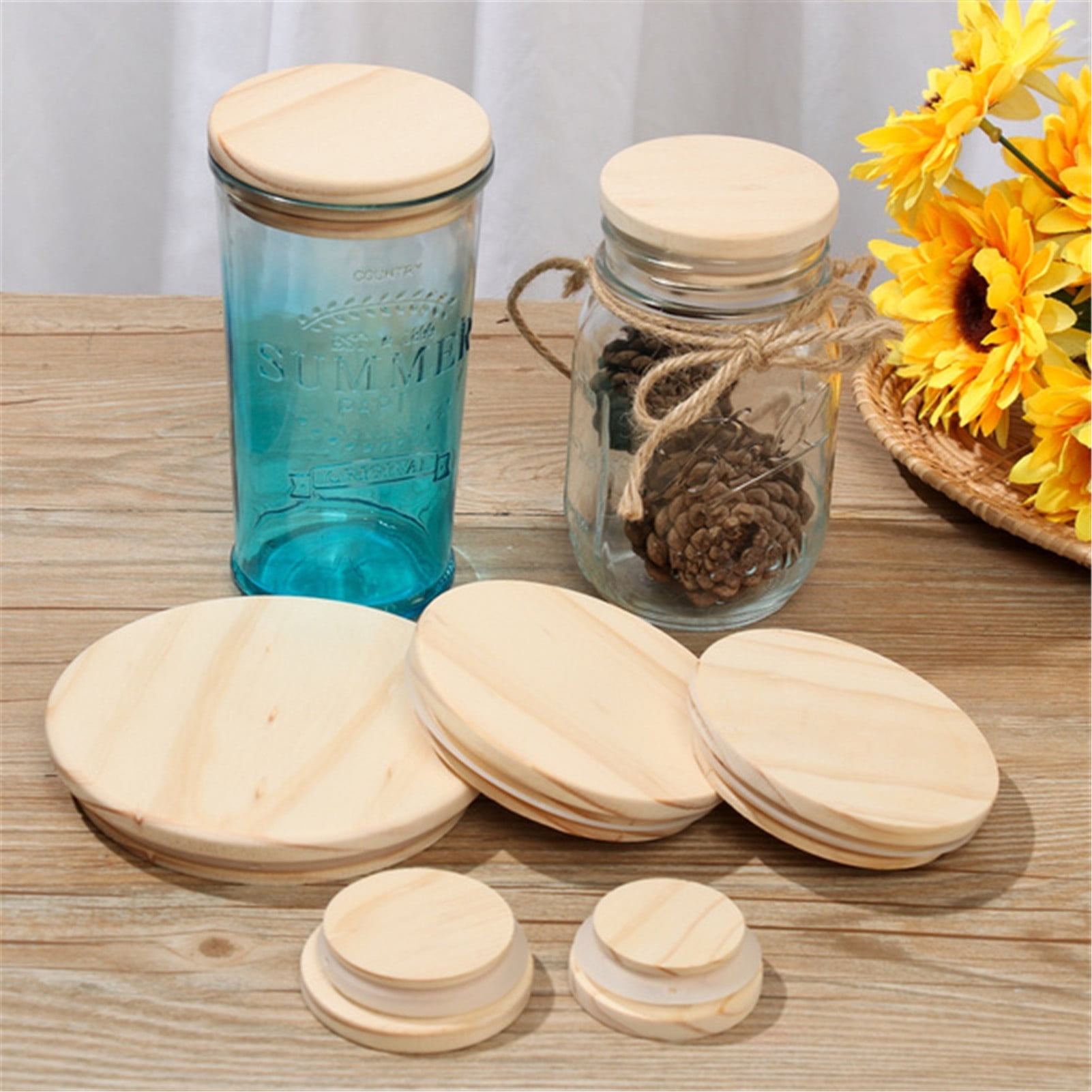 Dream Lifestyle Leak-Proof Wood Jar Lids with Silicone O-ring Gasket ...