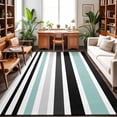 Abstract Stripe Area Rugs 3x5ft Classic Green Black Lines Art Floor Rug ...