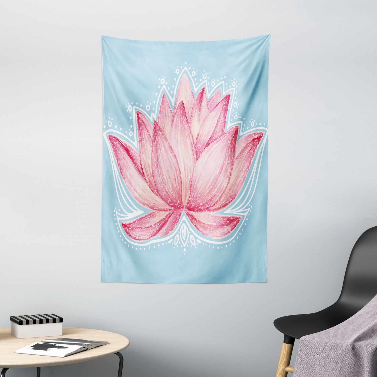 Lotus Tapestry, Gardening Theme Illustration of a Lotus Flower Pattern ...