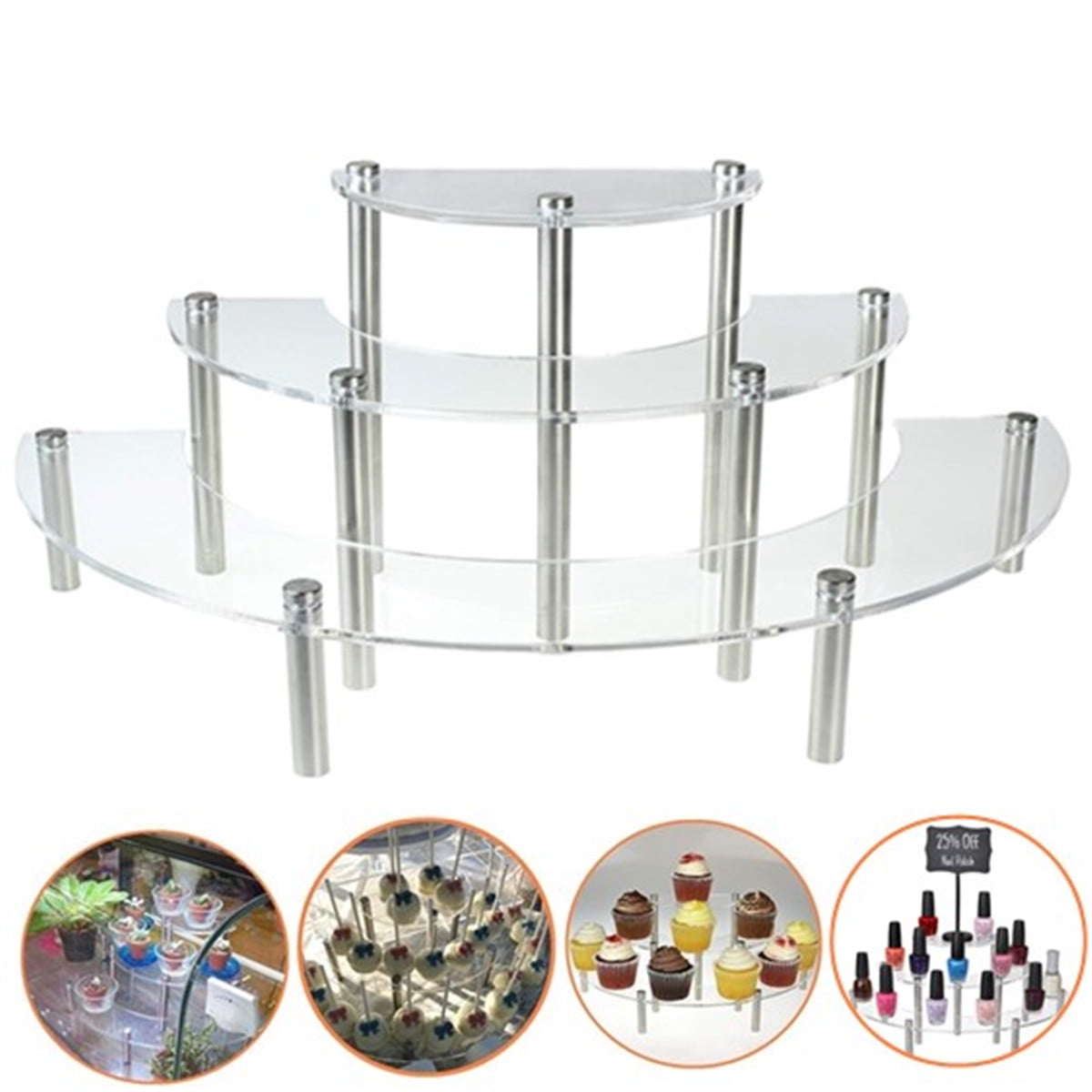 3 Tiers Cupcakes Stand Acrylic Display Desserts Stand For Home Birthday ...