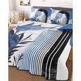 Boho Blue Quilts Bedding Set King Size Modern Abstract Blue Black ...