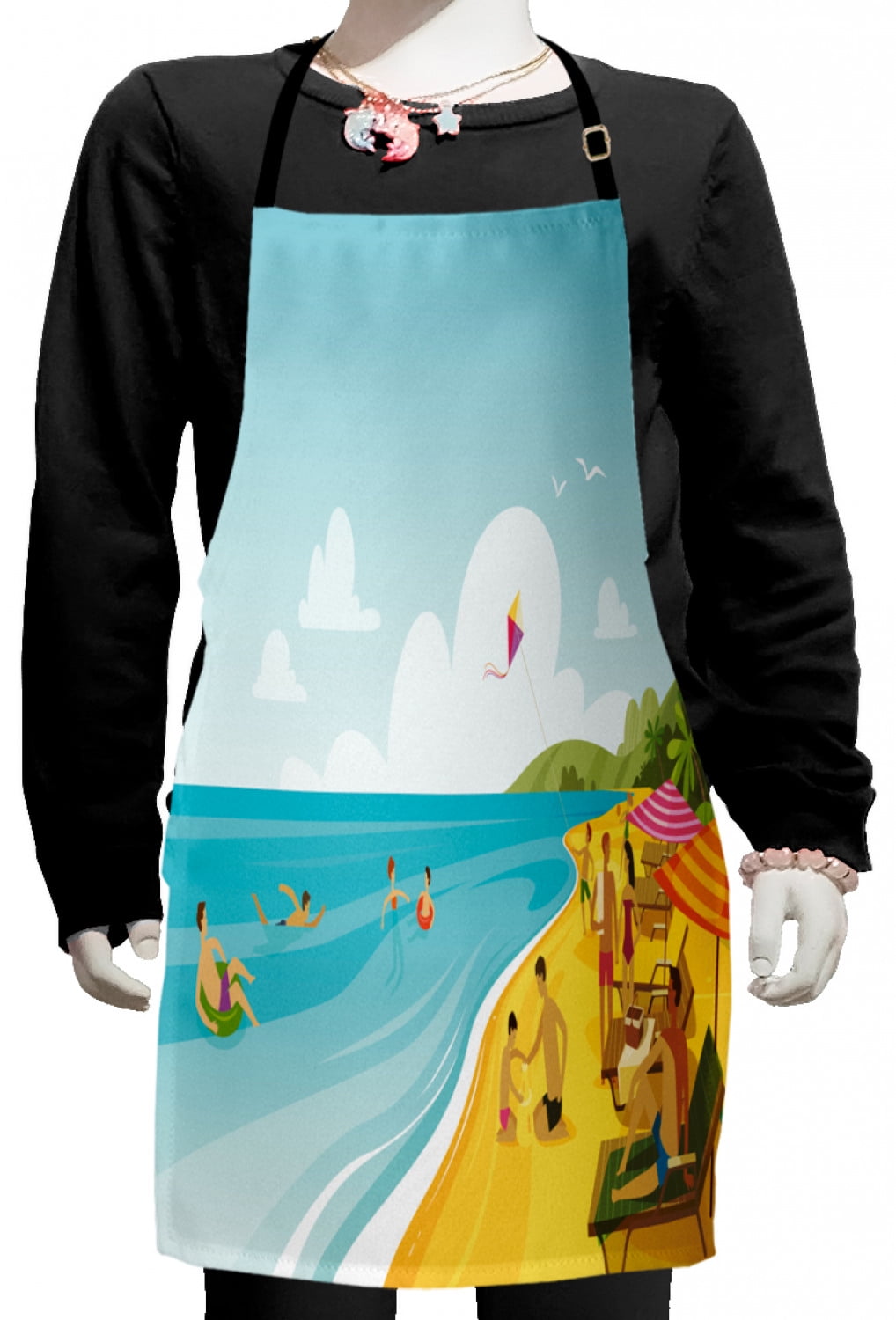 Summer Kids Apron, People Resting Sunbathing Swimming at the Beach ...