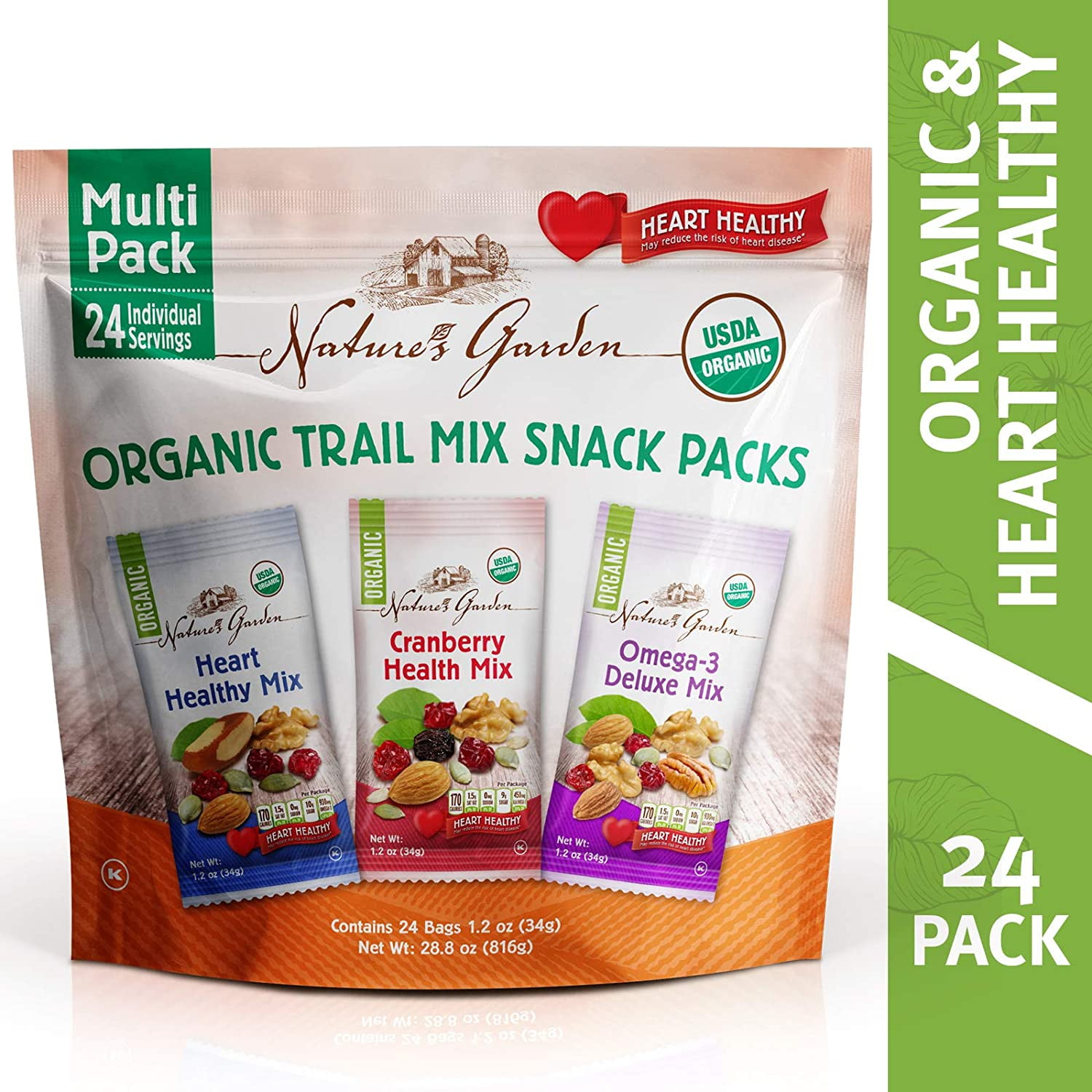 Natures Garden Organic Trail Mix Snack Packs Multi Pack 12 Oz Pack Of 24 Total 288 Oz